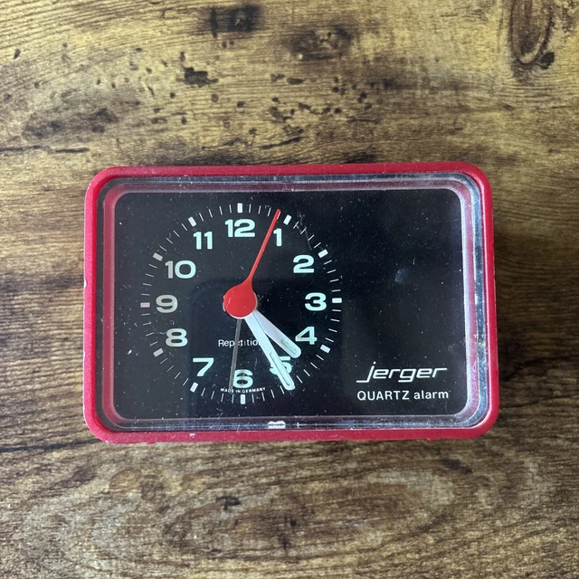 SVEGLIA VINTAGE ROSSA Jerger Quarzo Made in Germany Batteria Display ...