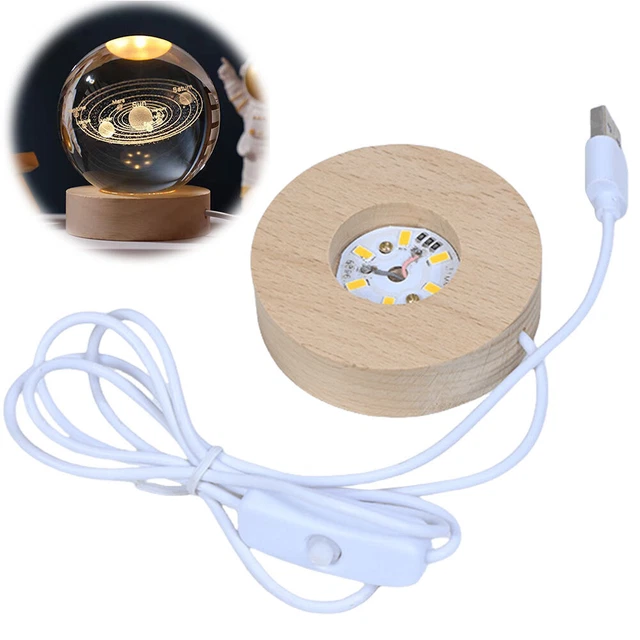WOODEN LED LIGHT Display Base Round LED Display Stand Resin Lamp ...