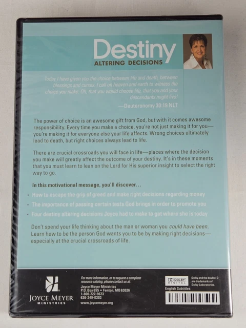 JOYCE MEYER: DESTINY Altering Decisions DVD (New & Sealed) $29.99 ...