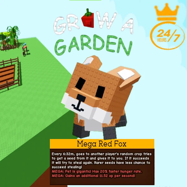 ROBLOX GROW A GARDEN 🦊 MEGA Red Fox [MUTATION PET] 🦊 Fast Delivery! $21 ...