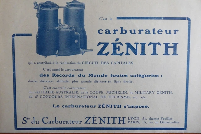 10/1925 PUB CARBURETOR Zenith Circuit Capitals Original World Record Ad ...