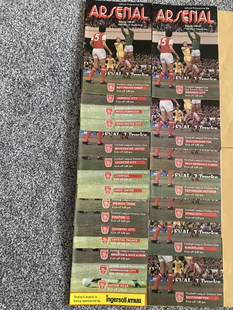 COMPLETE SEASON OF 22 Arsenal Home Programmes 1980-81 Season. £10.00 ...