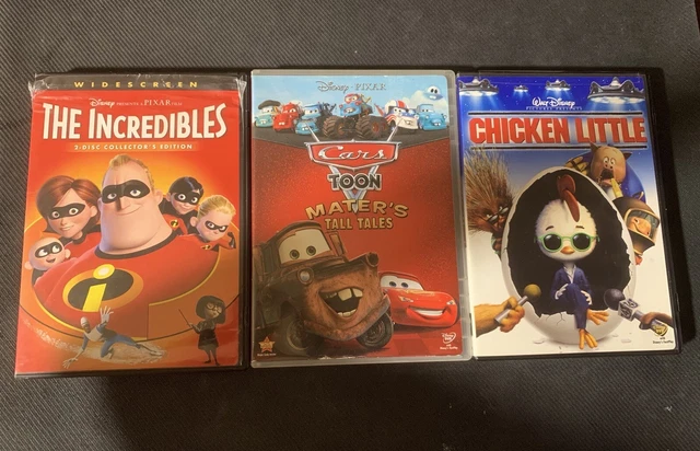 3 DISNEY PIXAR Dvds Incredibles Cars Toon Mater’s Tall Tales & Chicken ...