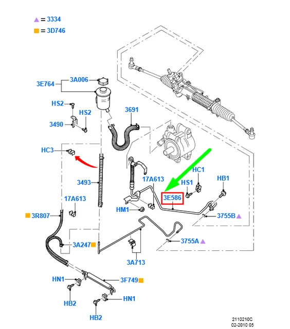 FORD TRANSIT MK3 Pump To Steering Gear Hose Assy LHD 1683586 NEW ...