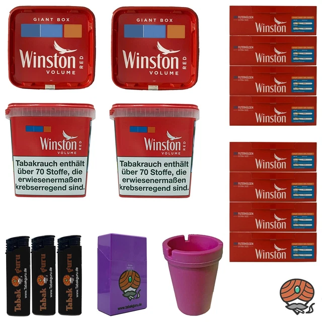 WINSTON RED/ROT VOLUMENTABAK Giant Box 4x 205g, 2000 Extra Hülsen, uvm ...
