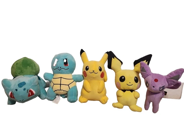 5 PACK POKEMON Bulbasaur Pikachu Leafeon Mew Pichu Plush Toys Plushie ...