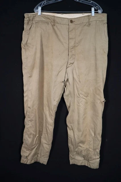 VINTAGE 1940'S WWII Era Green Cotton Wool Lined Pants Size 40" Waist £ ...