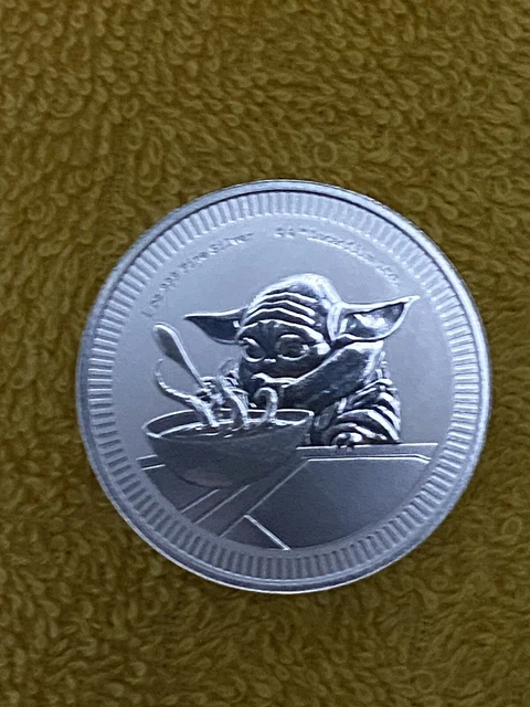 2022 GROGU BABY Yoda 1oz Silver Coin.round .Bar.Star Wars . Minted ...