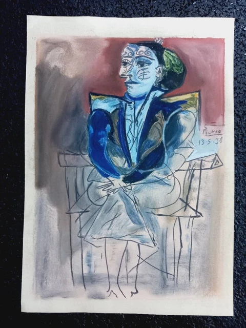 PABLO PICASSO (HANDMADE) Drawing On Old Paper, Signed And Stamped. £88. ...