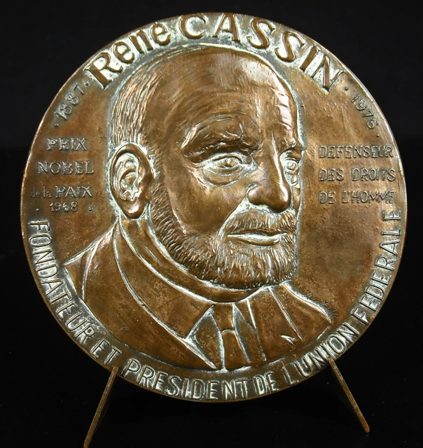 MÉDAILLE RENÉ CASSIN Prix Nobel price de la paix à Jean Laurin 201 g ...
