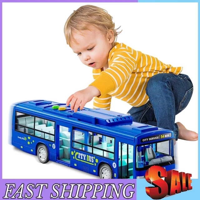 ELECTRIC CITY BUS Toy Openable Door School Bus Toy for Boys Girls (Blue ...