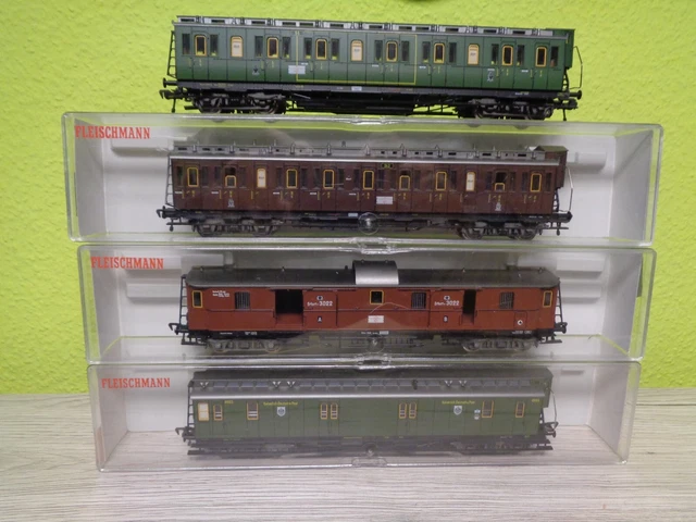 FLEISCHMANN HO 4 x Preussen Zug 5800, 5801, 5802, 5803 mit 3 x OVPs ...