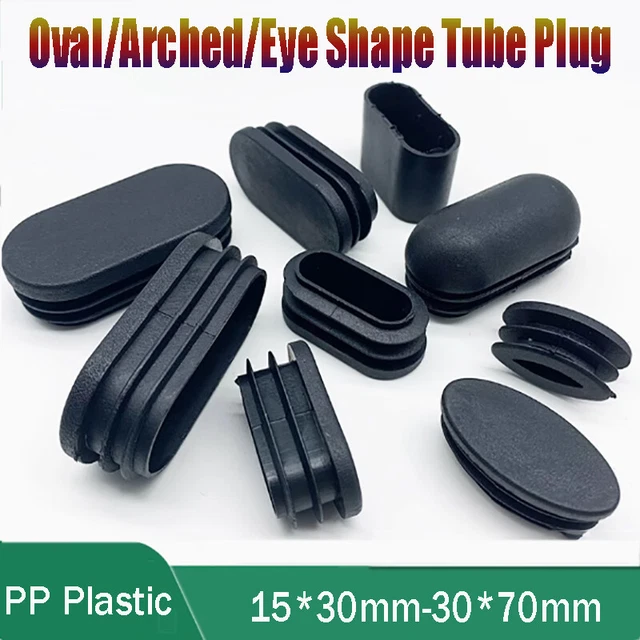 OVAL/ARCHED/EYE SHAPE BLANKING End Caps Black Plastic Tube Plug Chair ...
