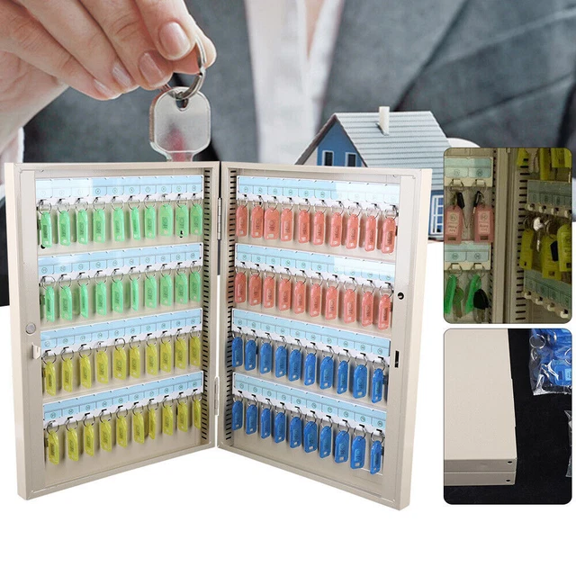 WALL MOUNT 80 Key Storage Cabinet Lock Box Organizer Rack Car ...