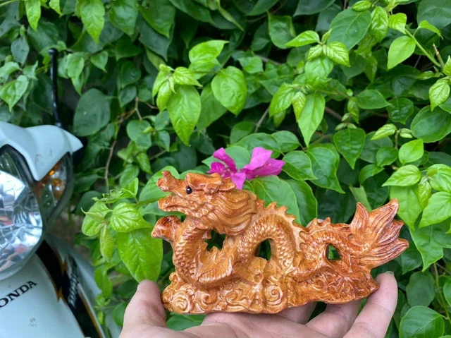 VIETNAMESISCHE HOLZ DRACHEN Statue Holzschnitzerei Antik Schreibtisch ...