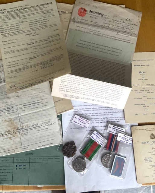 WW2 DEFENCE BWM British War Medal Cap Badge Paperwork AM 1 Headon RAF ...