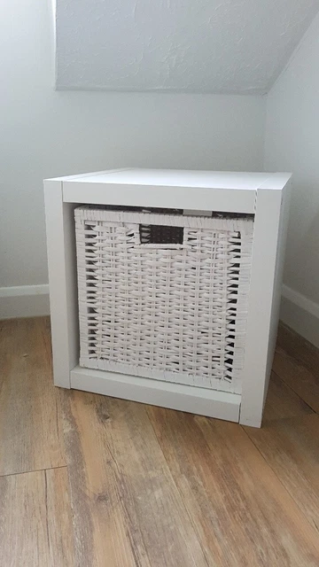 IKEA KALLAX SHELVING unit one cube in white with white Branas basket ...