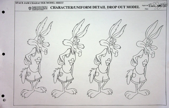 SPACE JAM CHARACTER Model Sheet WILE E COYOTE Production Copy 11" x 18 ...