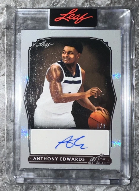 ANTHONY EDWARDS 2023 Leaf Art Of Sport Auto #BA-AE1 Argento/3 Autografo ...