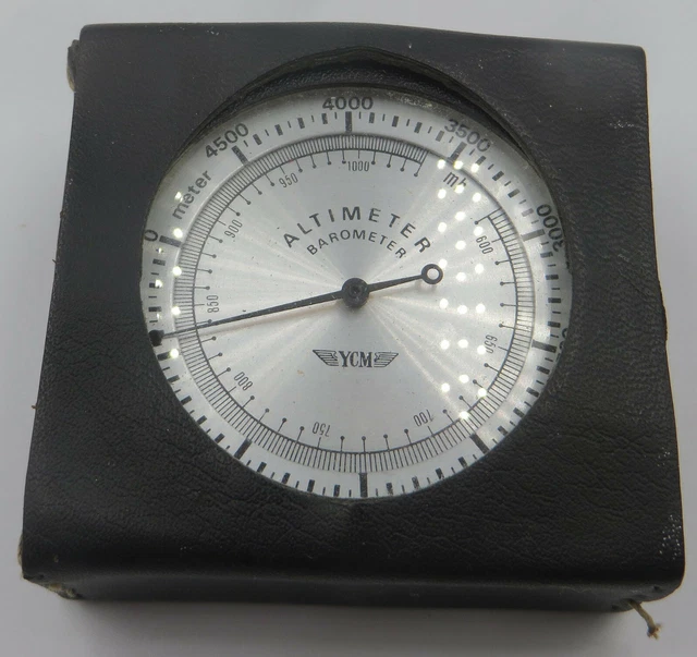 YCM HÖHENMESSER, ALTIMETER Barometer in Ledertasche bis 5 000 m Top ...