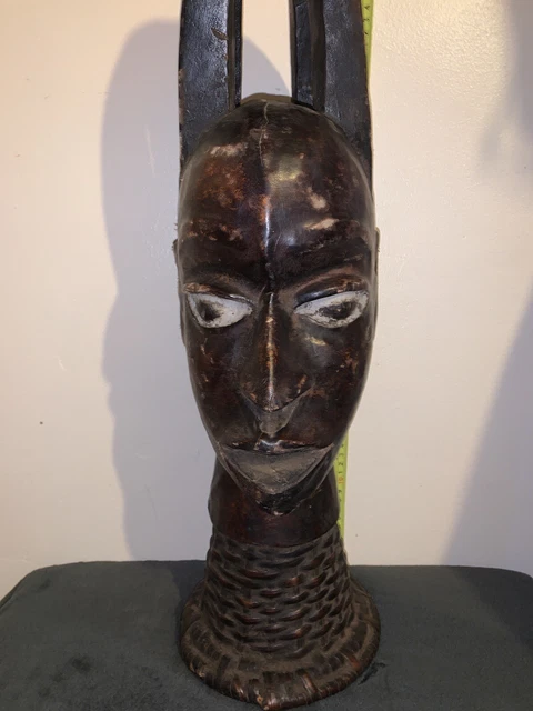 LARGE ANTIQUE AFRICAN Ejagham Head Crest Mask Hide Covered £44.99 ...