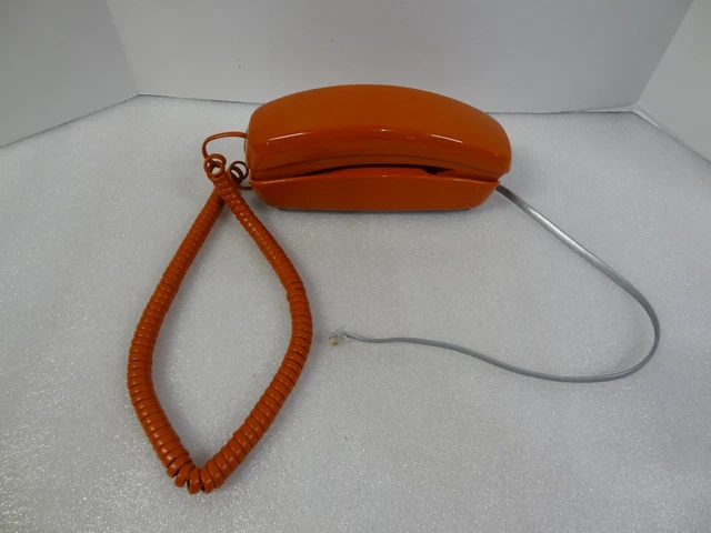 VINTAGE WESTERN ELECTRIC Trimline Rust Orange Push Button Wall Phone ...
