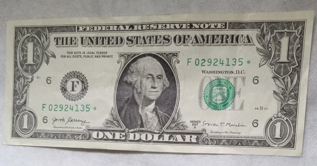 $1 DOLLAR BILL star note serial F02924135 series 2017 $2.00 - PicClick