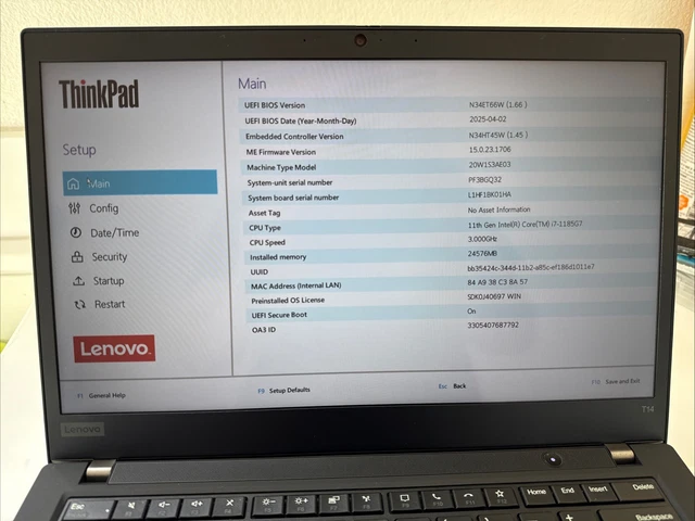LENOVO THINKPAD T14 Gen2 FHD Touchscreen i7-1185G7 24GB RAM 512GB NVMe ...