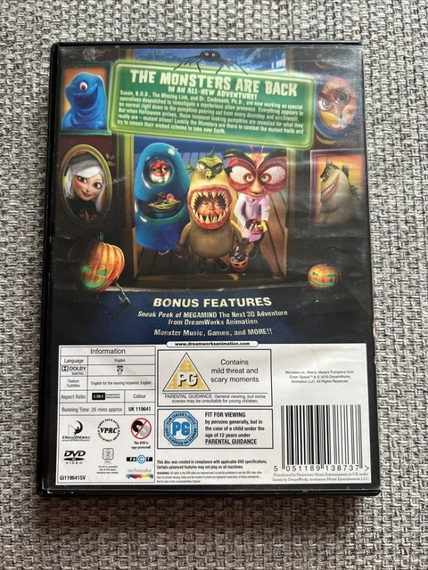 MONSTERS VS ALIENS - Mutant Pumpkins from Outer Space DVD (2009) $1.71 ...