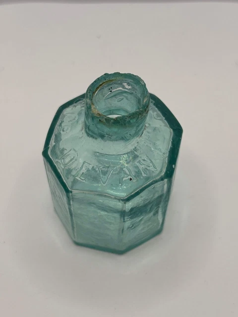 OLD AQUA GLASS advertising inkwell, ink bottle, penny ink. Crowe & Co £ ...