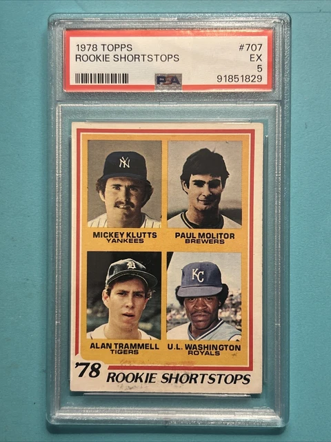 1978 TOPPS #707 Rookie Shortstops Paul Molitor Alan Trammell Rookie Psa ...