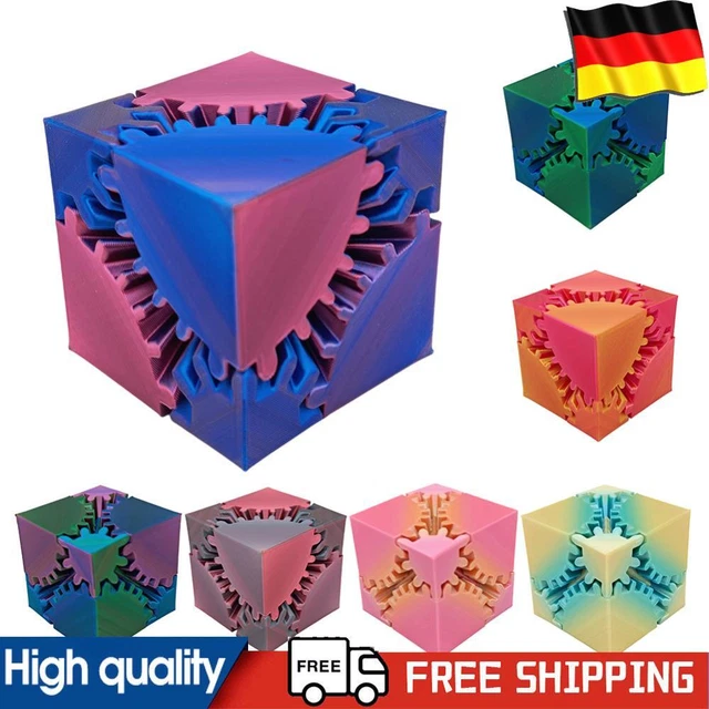 3D PRINTED GEAR Cube Fidget Toy Desktop Innovative Decorative Model ...