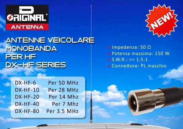 DX-HF40 ANTENNA MONOBANDA 7 MHZ BANDA 40 Mt CON ATTACCO PL259 EUR 43,00 ...