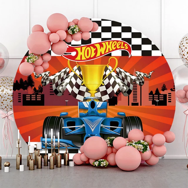ROUND HOT WHEELS Backdrop Racing Car Boys Birthday Party Circle Photo ...