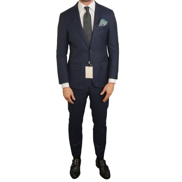 HOMMES SUITSUPPLY COSTUME Sienna Vitale Barberis Bleu Super S130's EU60 ...