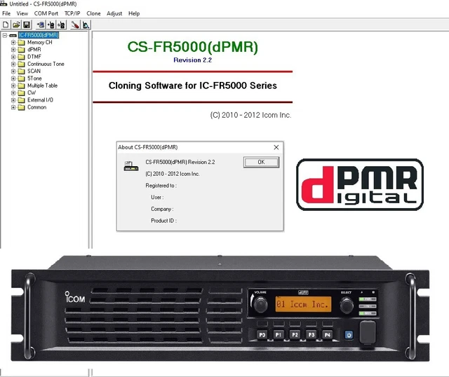 ICOM CS-FR5000 DPMR Rev.2.2 PROGRAMMING & CLONE SOFTWARE for IC-FR5100 ...