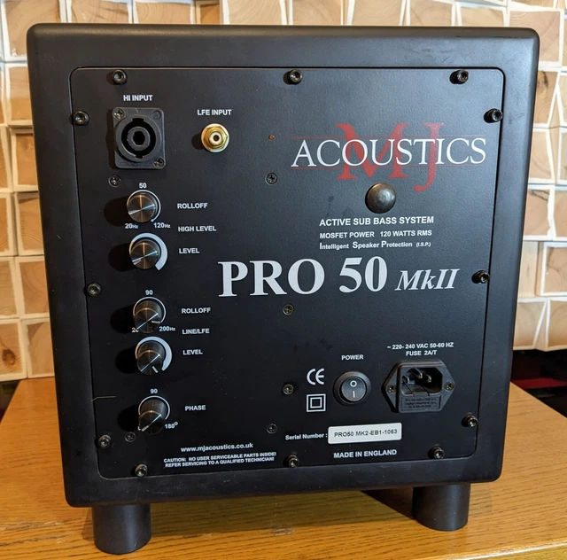 MJ ACOUSTICS PRO 50 MkII subwoofer attivo 120 W. con cavo subwoofer. In ...