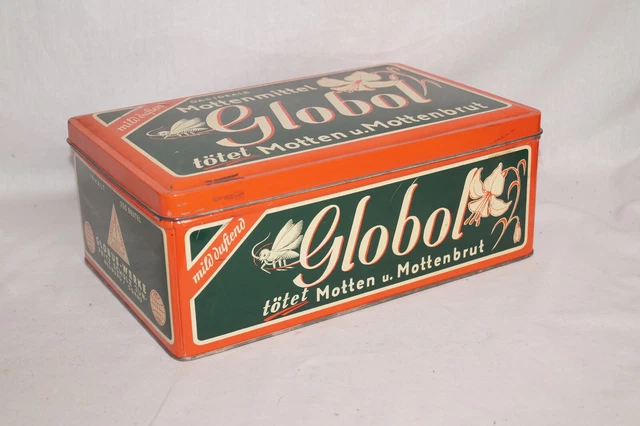 GRANDE DECORATIVO VINTAGE IN Lamiera Lattina Globol Mottenmittel ...