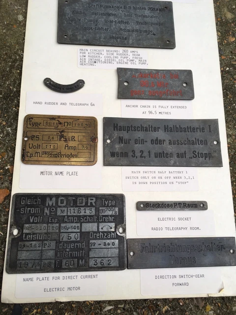 WW1 / WW2 German Navy Kriegsmarine U boat submarine signs data plates £ ...