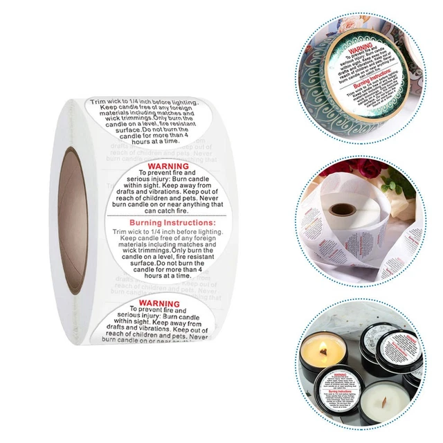 2 ROLLS JAR Container Stickers Safety Warning Labels Decals Candle $29. ...