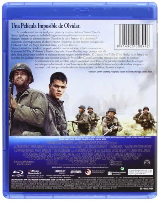 SALVAR AL SOLDADO Ryan Blu-ray (21 Marzo 2012 descatalogado) Saving ...