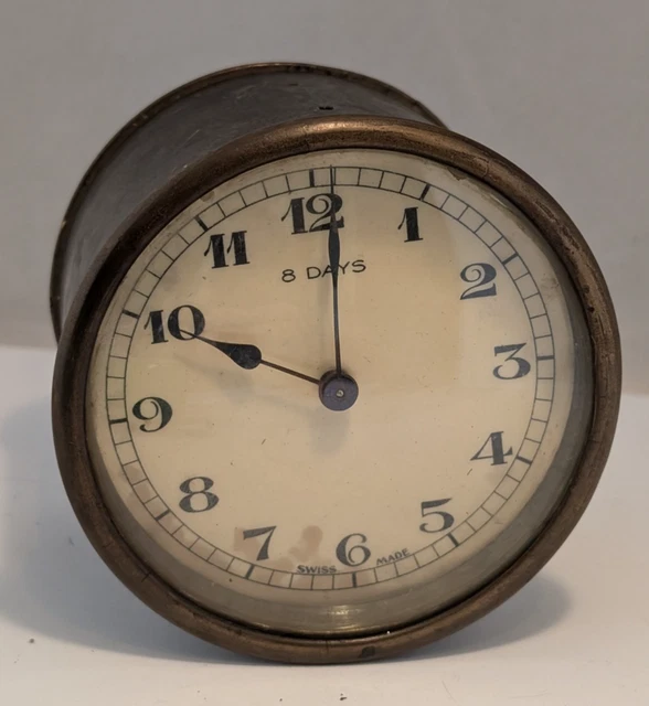 ANTIQUE BRASS CYLINDER 8 Day Clock NON WORKING A/F £15.00 - PicClick UK