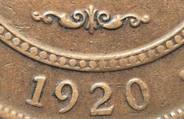 **DOT BELOW BOTTOM Scroll** AUS 1920 One Penny Coin - KGV Hard Date ...