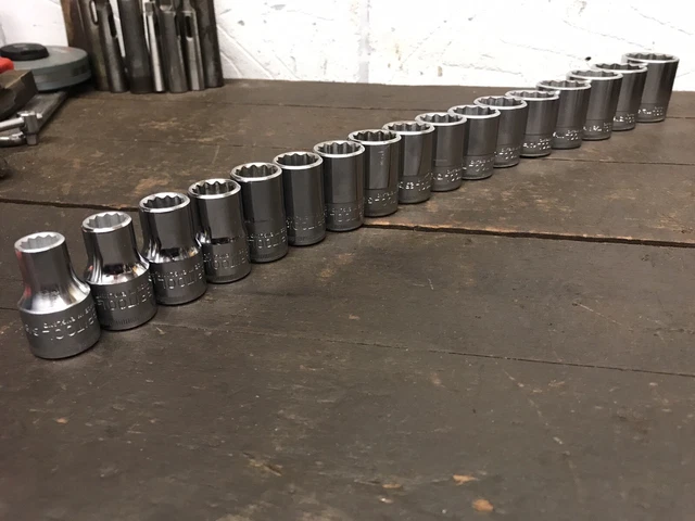 VINTAGE BRITOOL 17 Piece Imperial Socket Set In 1/2” Drive 3/8 To 1-1/4 ...