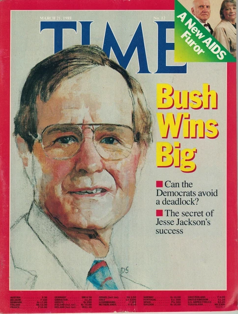 TIME MAGAZINE MARCH 21 1988 George BUSH Wing Big New AIDS Jesse Jackson ...
