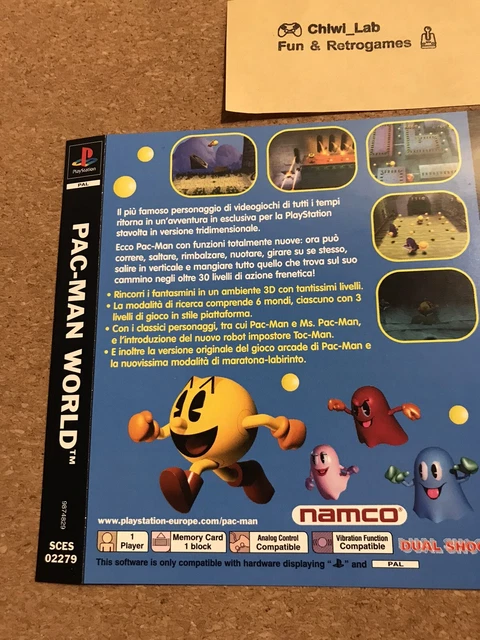 PAC MAN WORLD Ps1 SOLO COPERTINA POSTERIORE ORIGINALE Sony Retro’ EUR ...