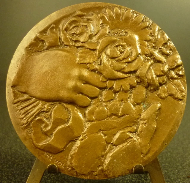 MÉDAILLE SERVICES RENDUS sc Révol services rendered flower 69 mm sunset ...