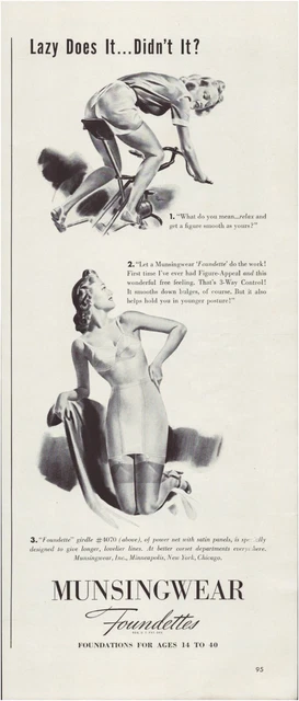 MUNSINGWEAR FOUNDETTE 1941 Print Ad Girdle Pin-Up GGA Half-Page - 5 x ...