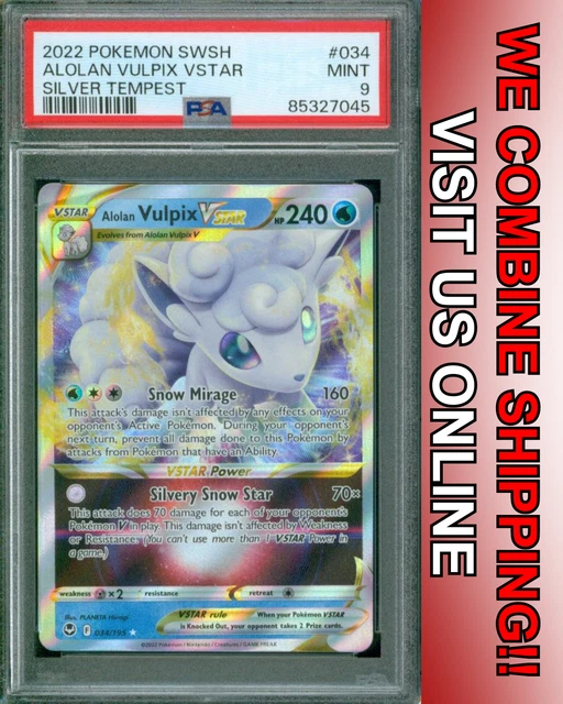 2022 POKÉMON TCG/ALOLAN Vulpix VSTAR #34 /Ultra Rare/Silver Tempest/PSA ...