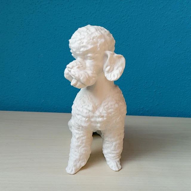 KAISER PORZELLAN PORZELLANFIGUR Hund Pudel 18 cm weiß bisquit ...